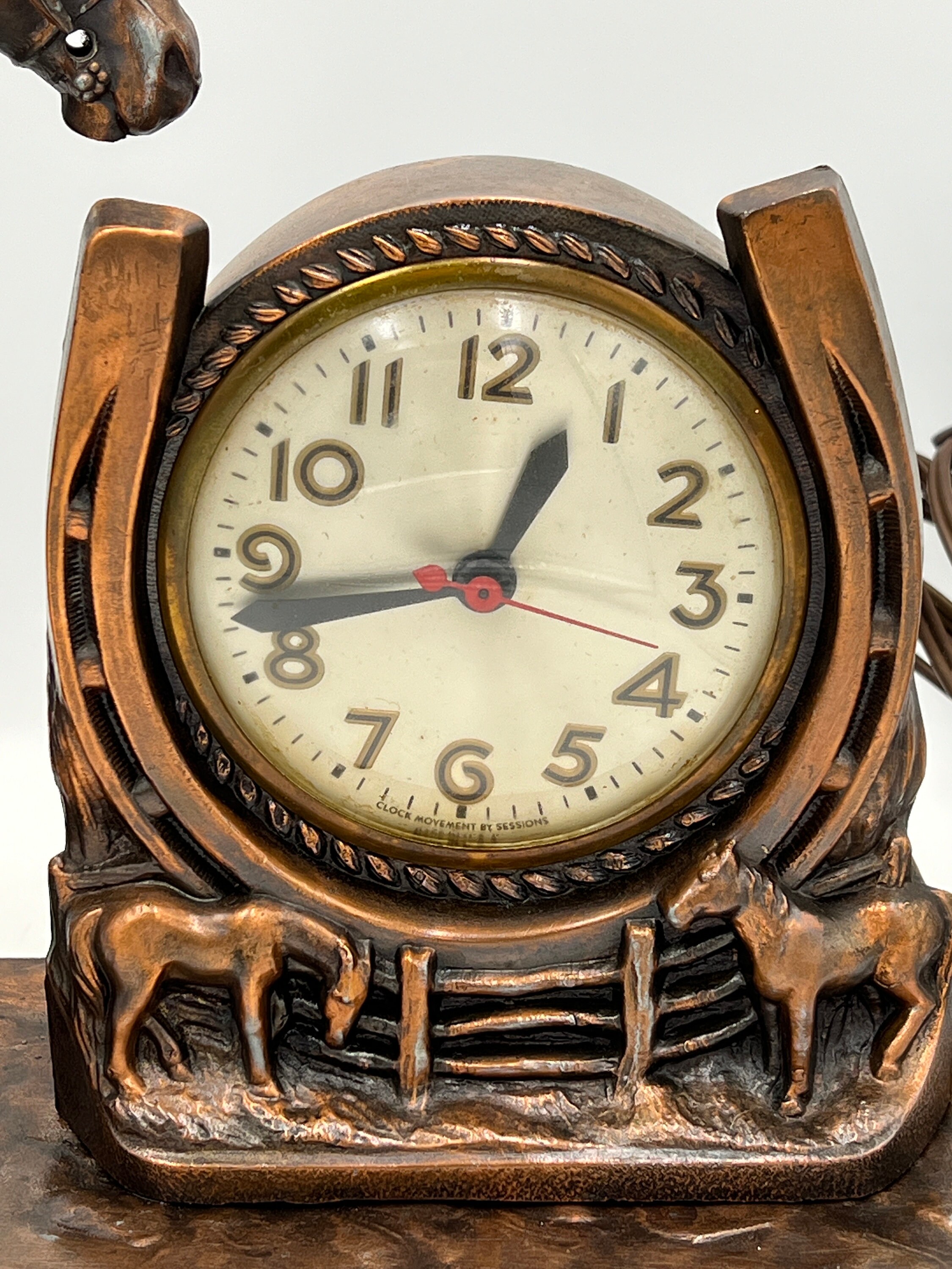 Vintage Sessions Electric Clock, Bronze/copper Horse Works Great - Etsy