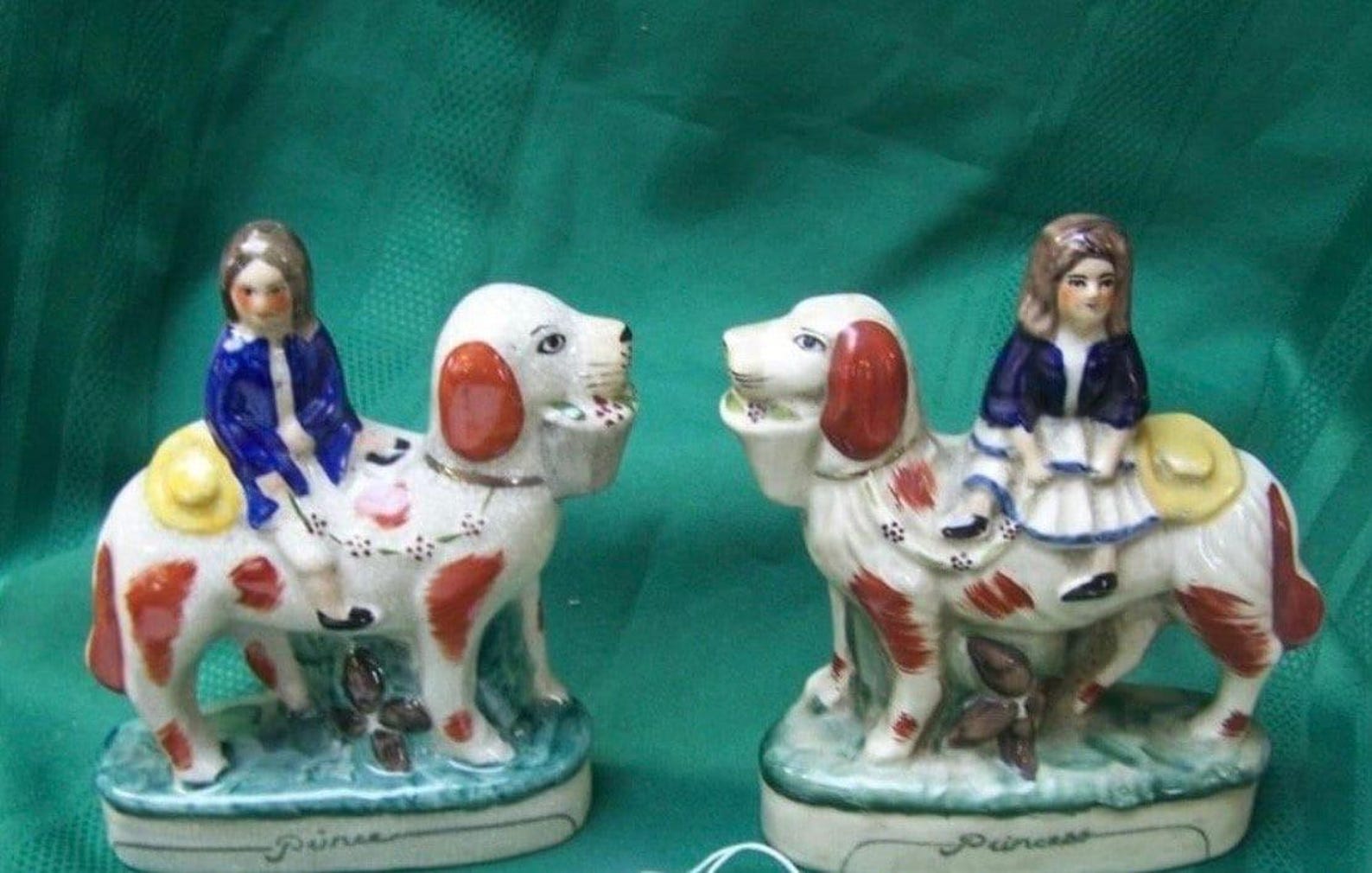 Staffordshire Spaniel Dog Figurines - Prince and Princess Pair - Etsy