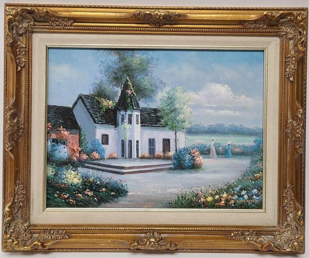 French Impressionist Original Oil Painting of a Church, J. Perrine - Etsy