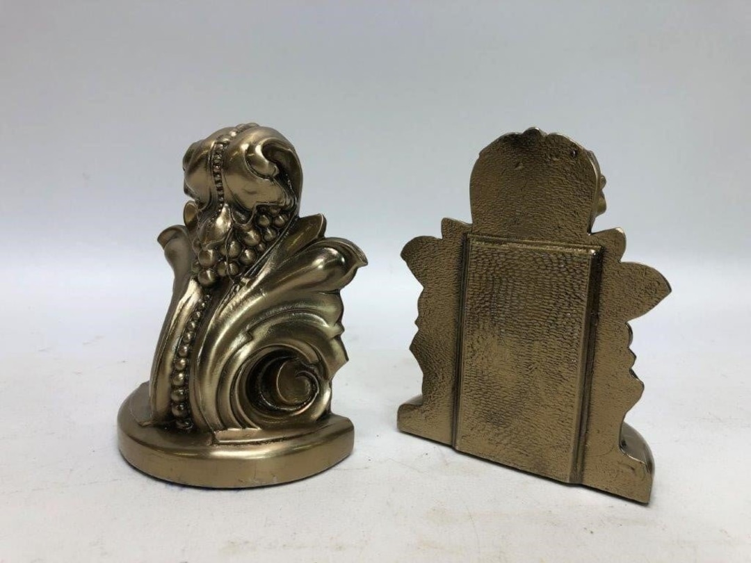 Vintage Brass Scroll Grape Cluster Bookends - Etsy
