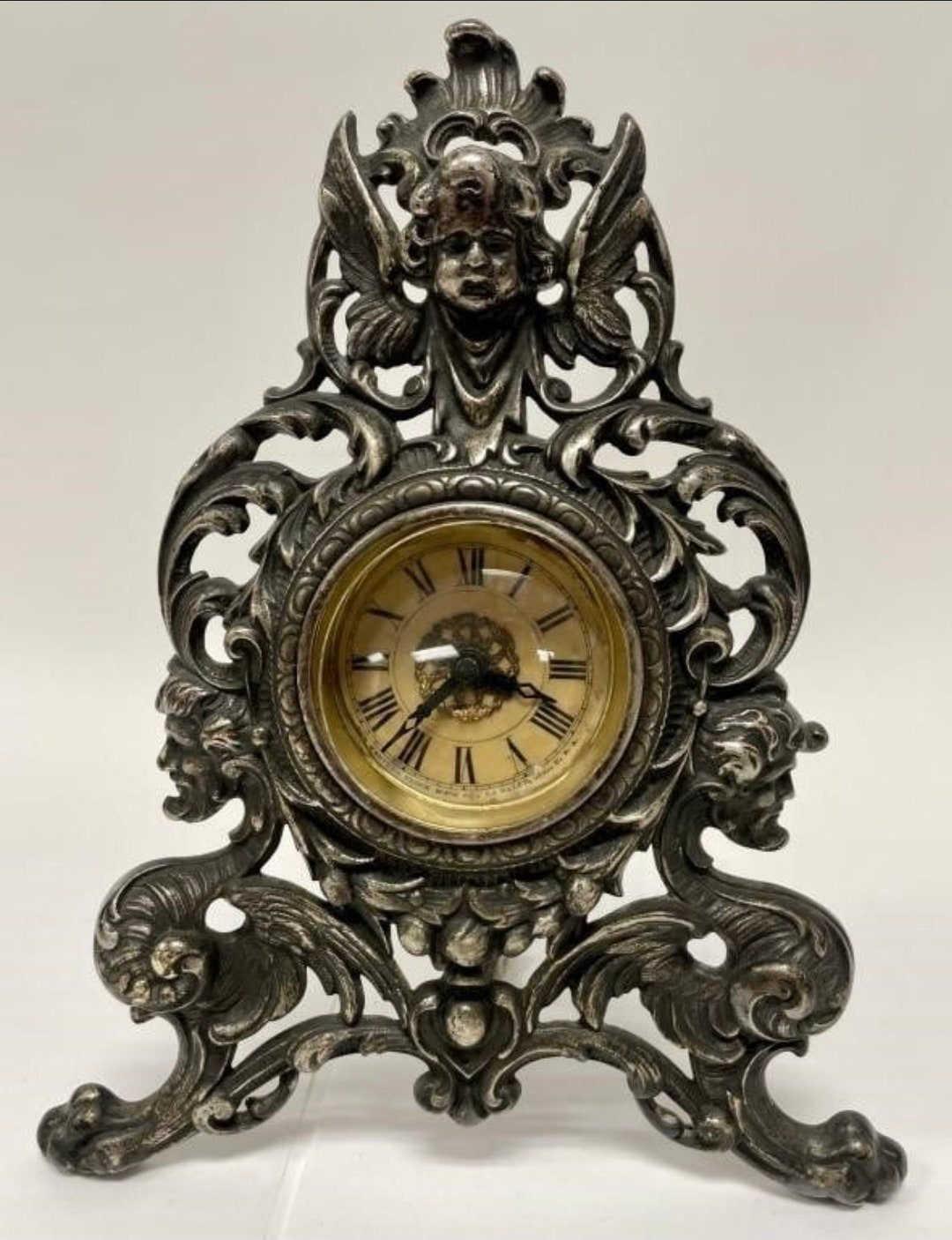 Cast Iron Clock With Cherub Western Mfg Co Victorian Clock - Etsy