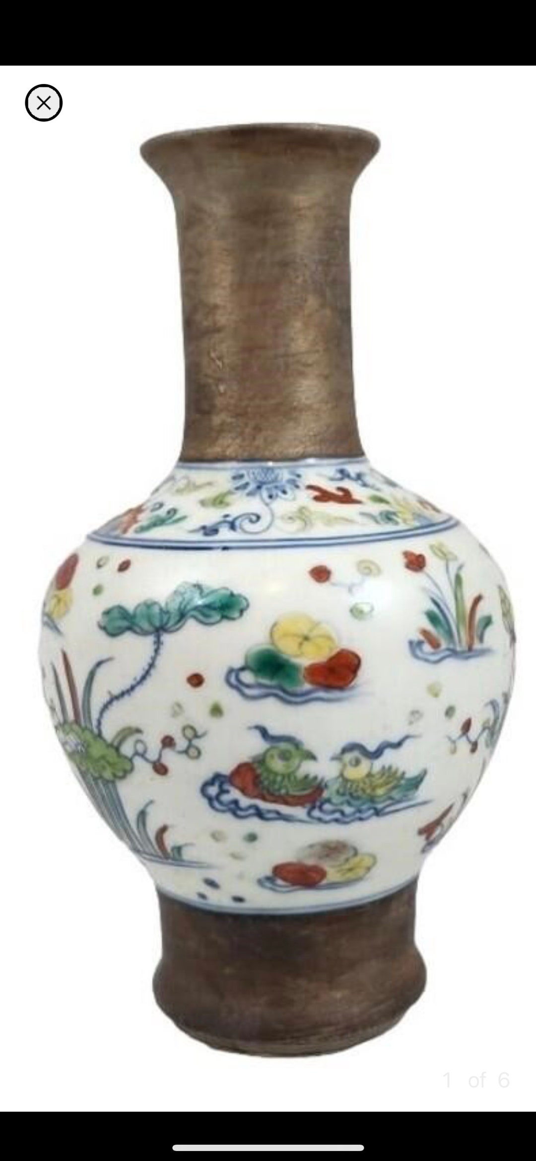 Gilt Neck Chinese Porcelain Vase With a Duck Motif - Etsy
