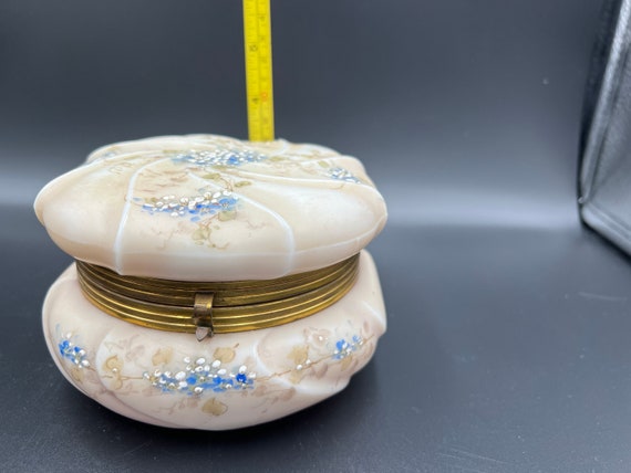 C.F. Monroe Wave Crest hinged box 3” H - blue flowers - Gem
