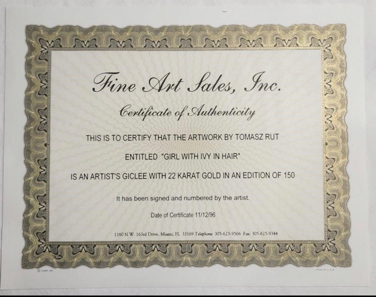 Tomasz Rut, Girl With Ivy in Hair Embellished Giclee, Signed and ...