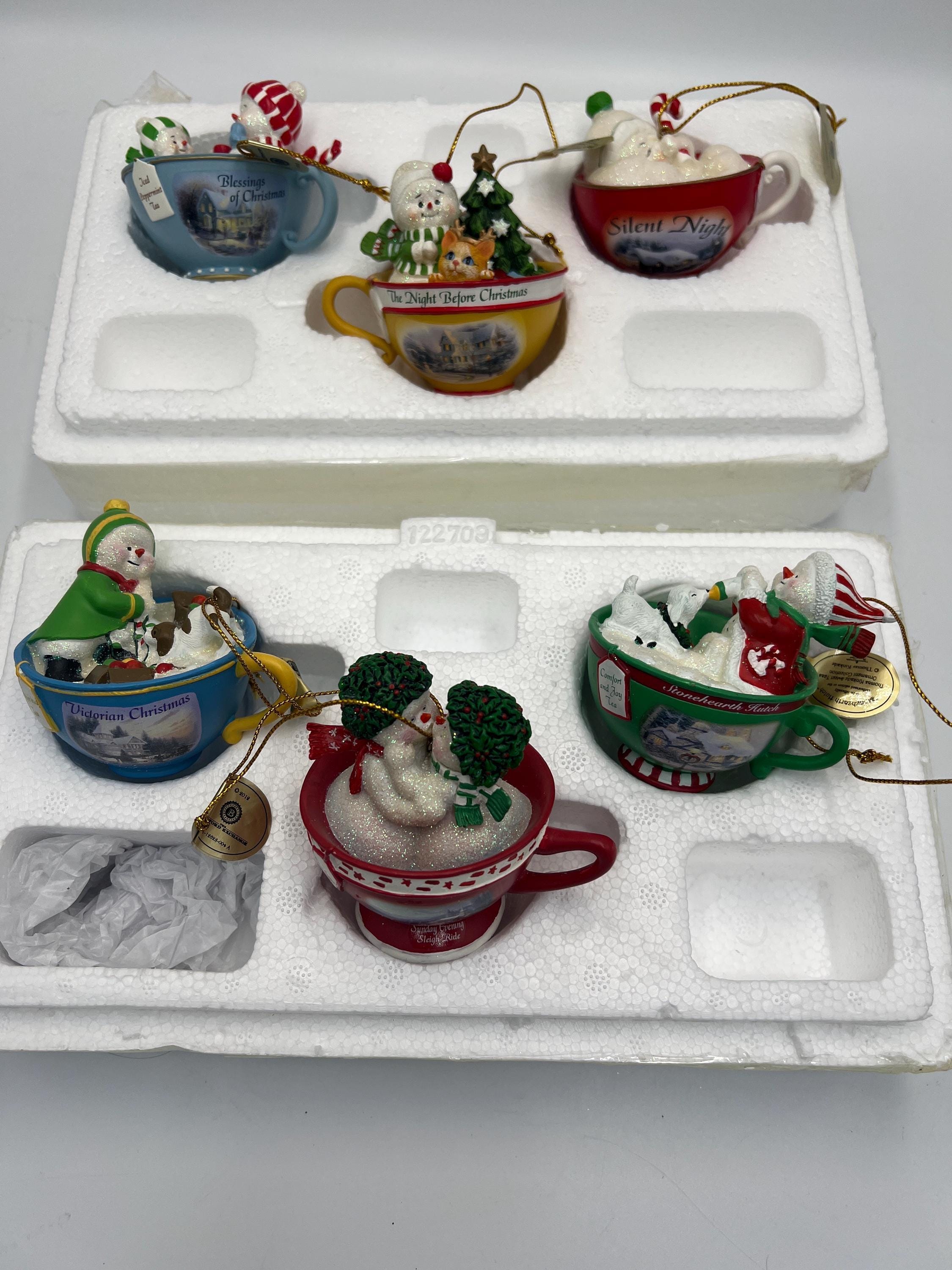 Thomas Kinkade Ornaments "sweet Teas" Sets Snowmen in Teacups - Etsy