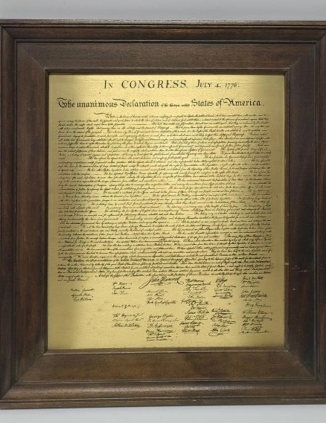 Declaration of Independence Art Print, Brass Frame (19.5 X 17.5 Inches ...