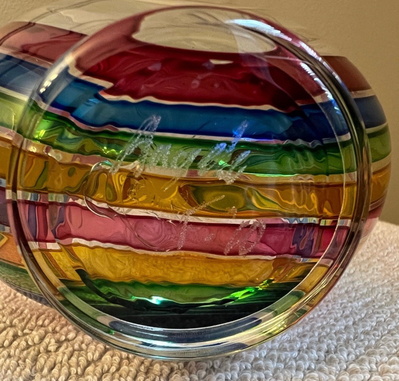 Signed Angelo Fico Rainbow Vase - Etsy