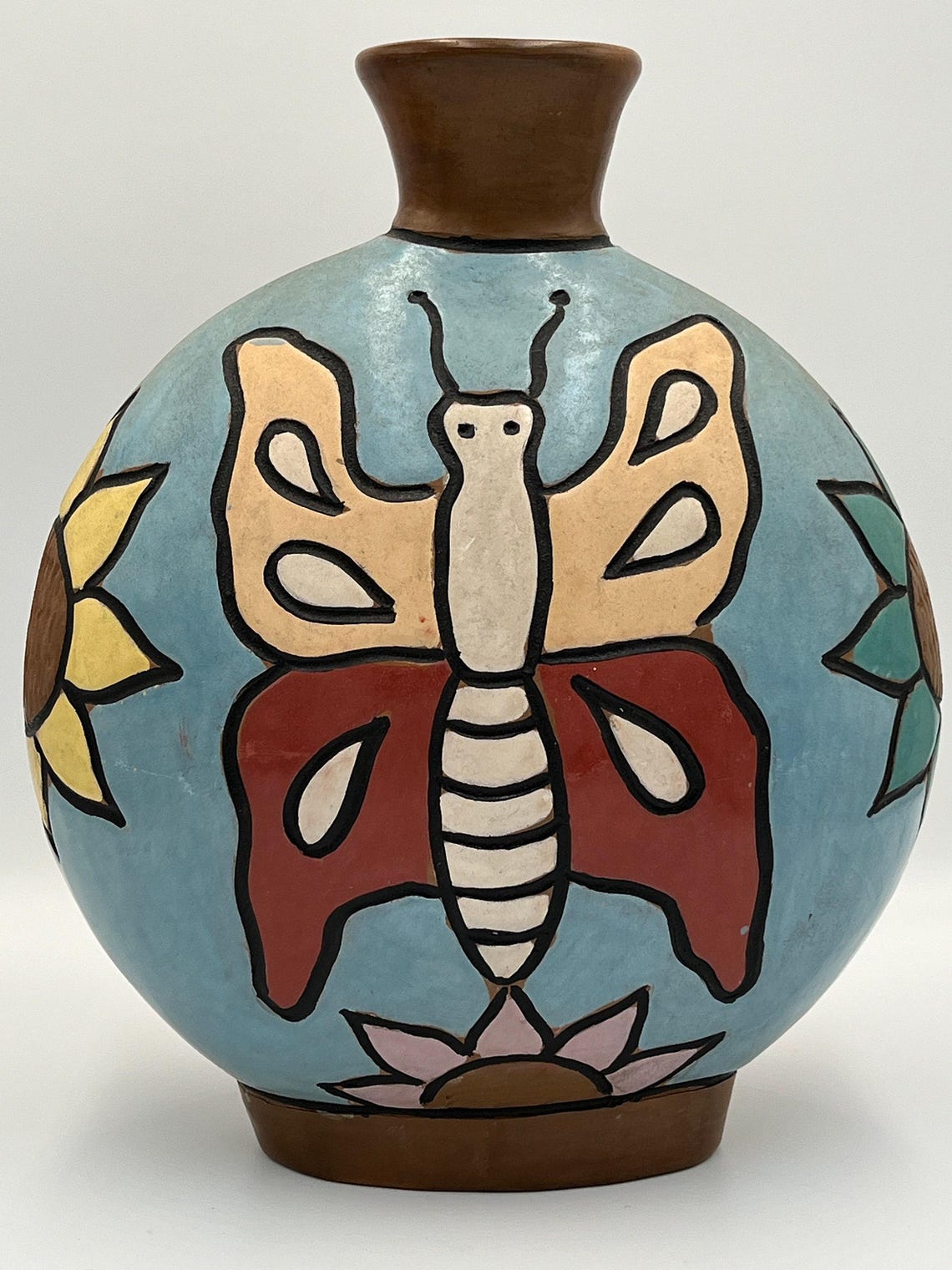 Chulucanas Pottery Vase, Vintage Moncada Floral Design (9.5" Tall) - Etsy