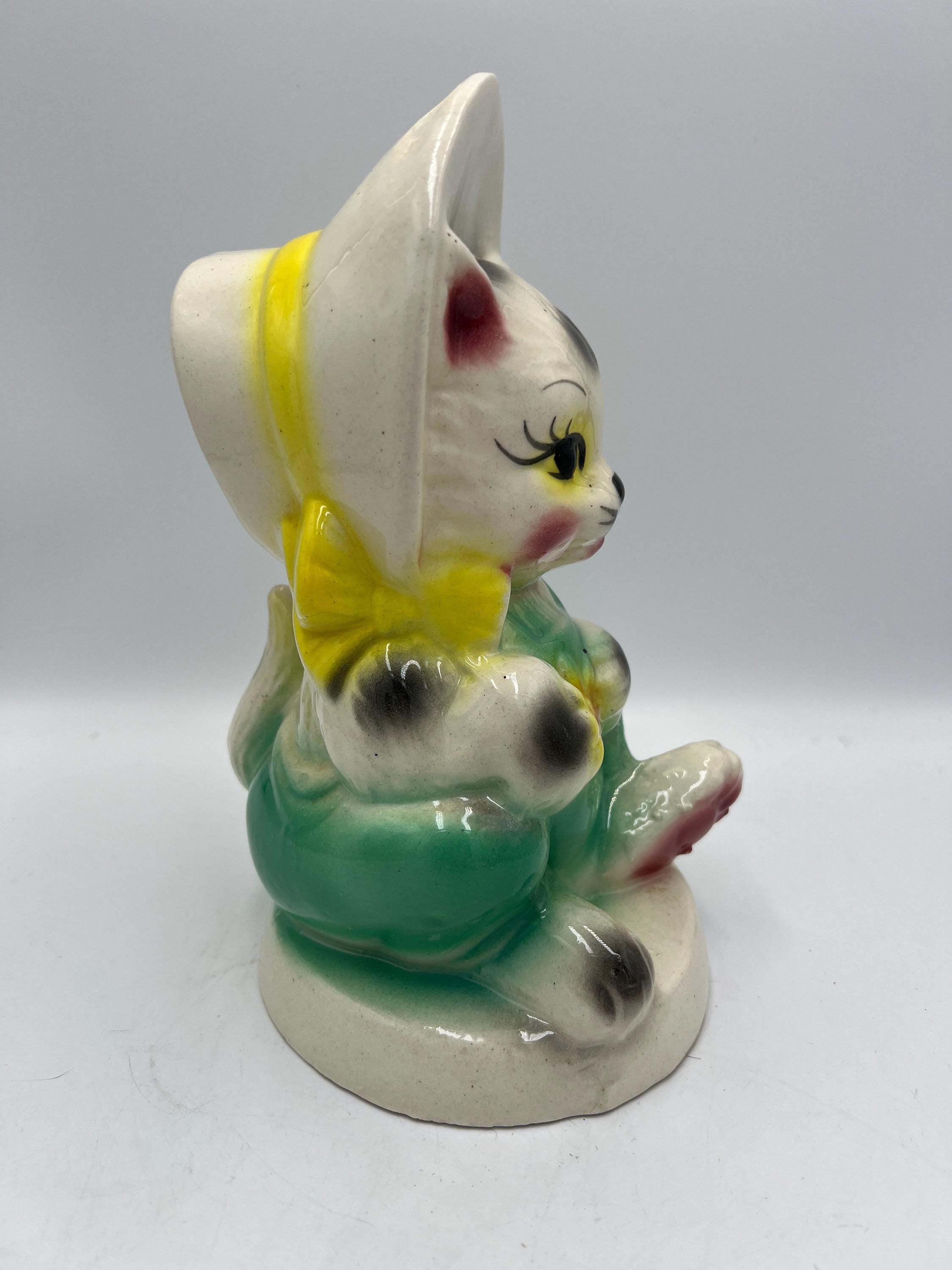 Vintage Cat With Bonnet Bank - Mid Century, Retro Decor - Etsy