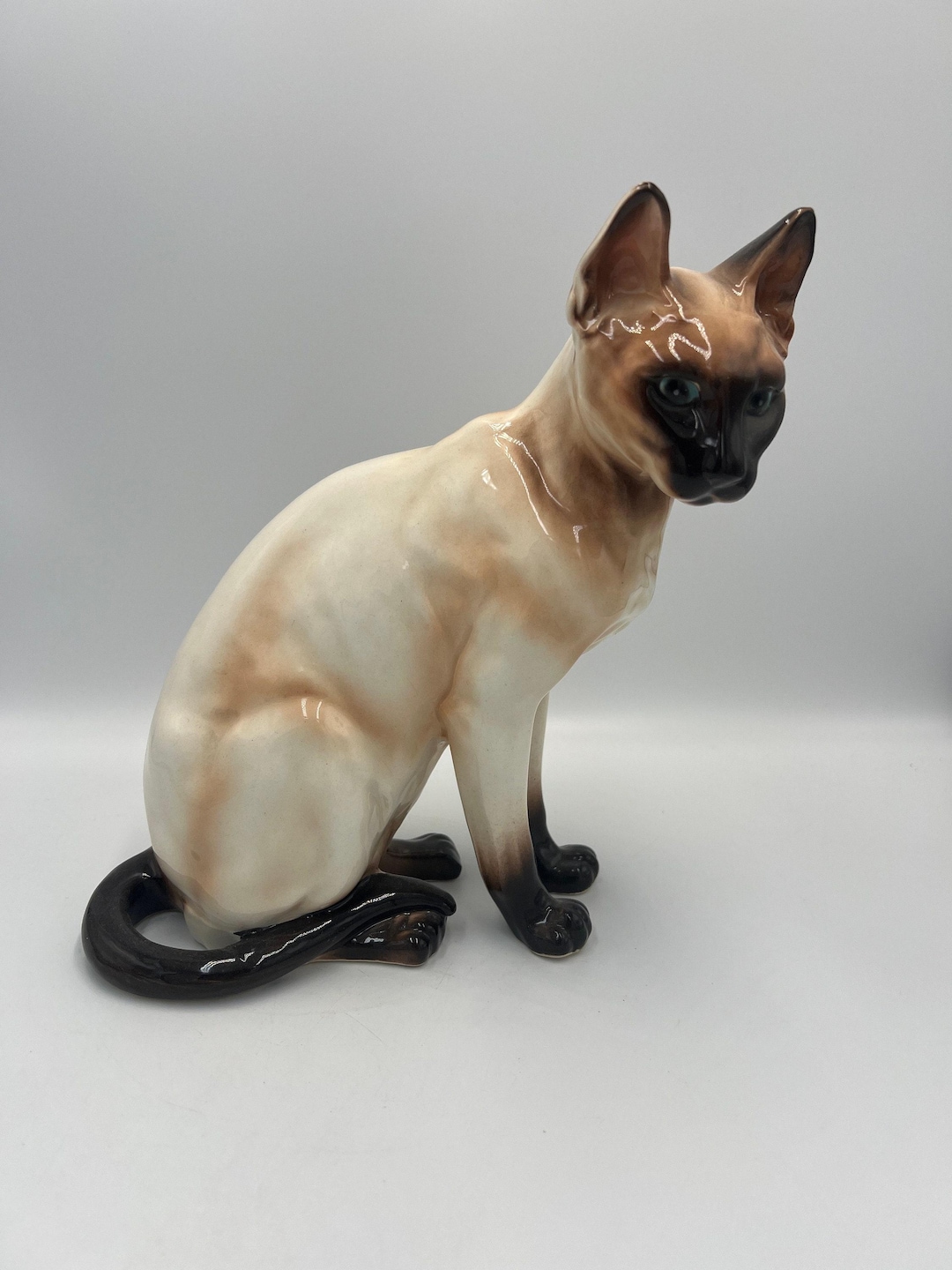 Siamese Cat Statue: Vintage Chocolate Point, Hand Painted - Etsy