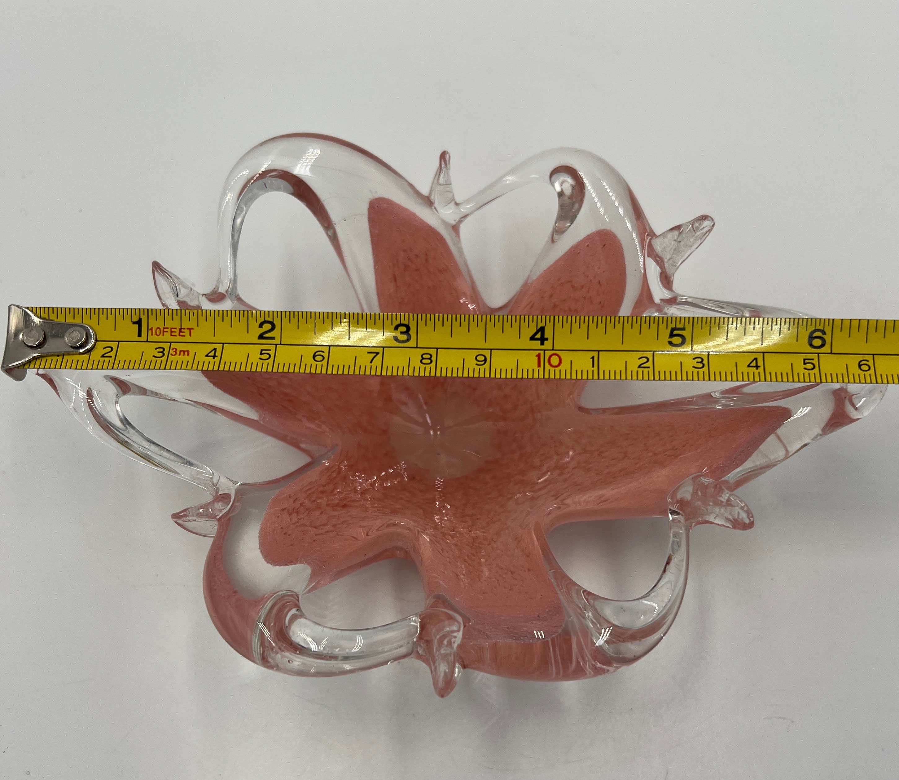 Vintage Murano Free Form Pulled Art Glass Stretch Pink & Clear Bowl - Etsy
