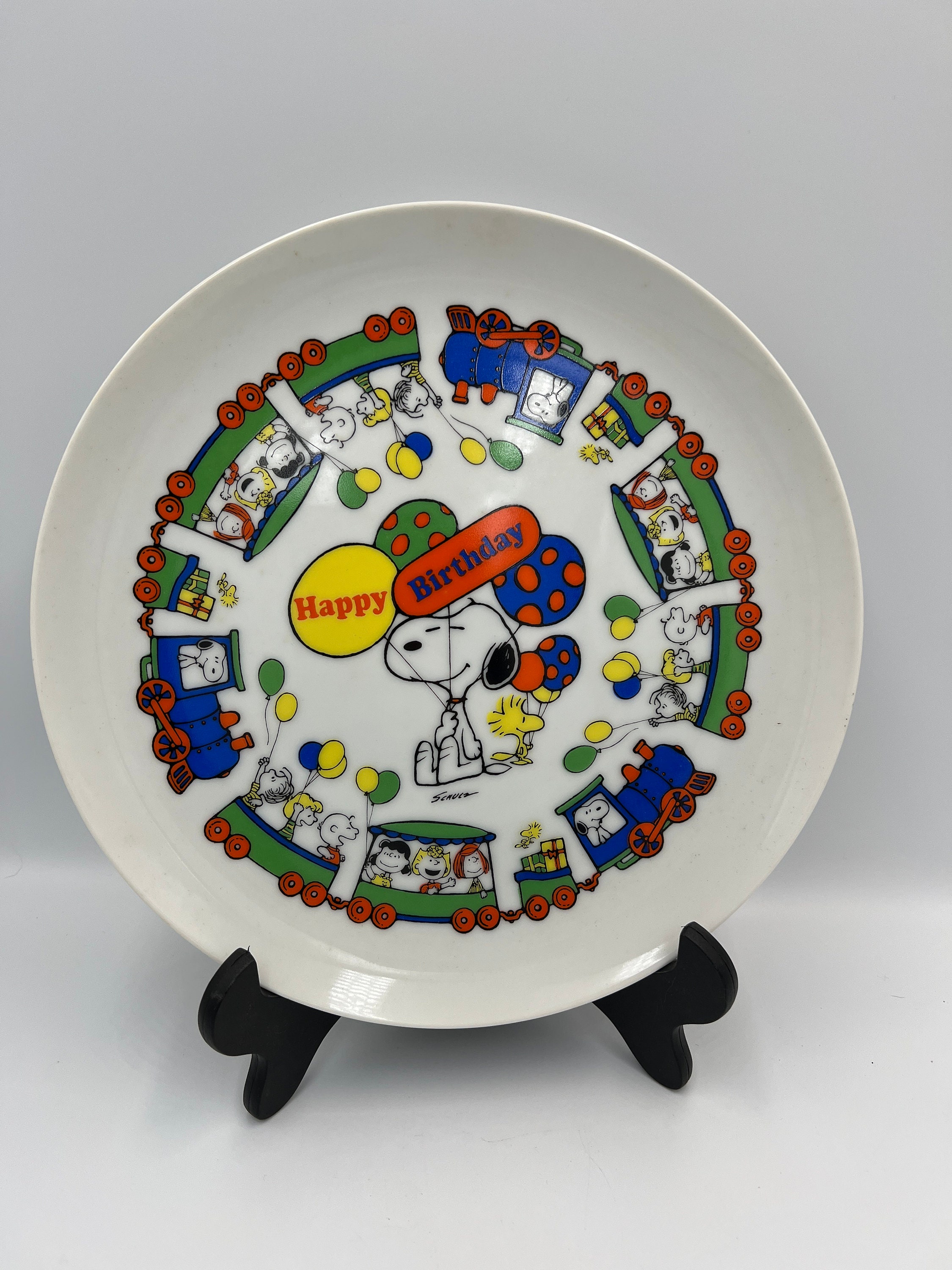 Peanuts Plate With Snoopy and Woodstock With happy Birthday - Etsy