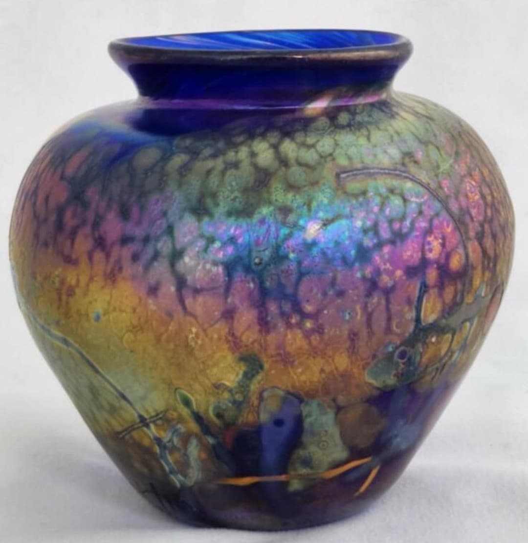 Hand Blown Blue Art Glass Vase - Signed by Artist - Etsy