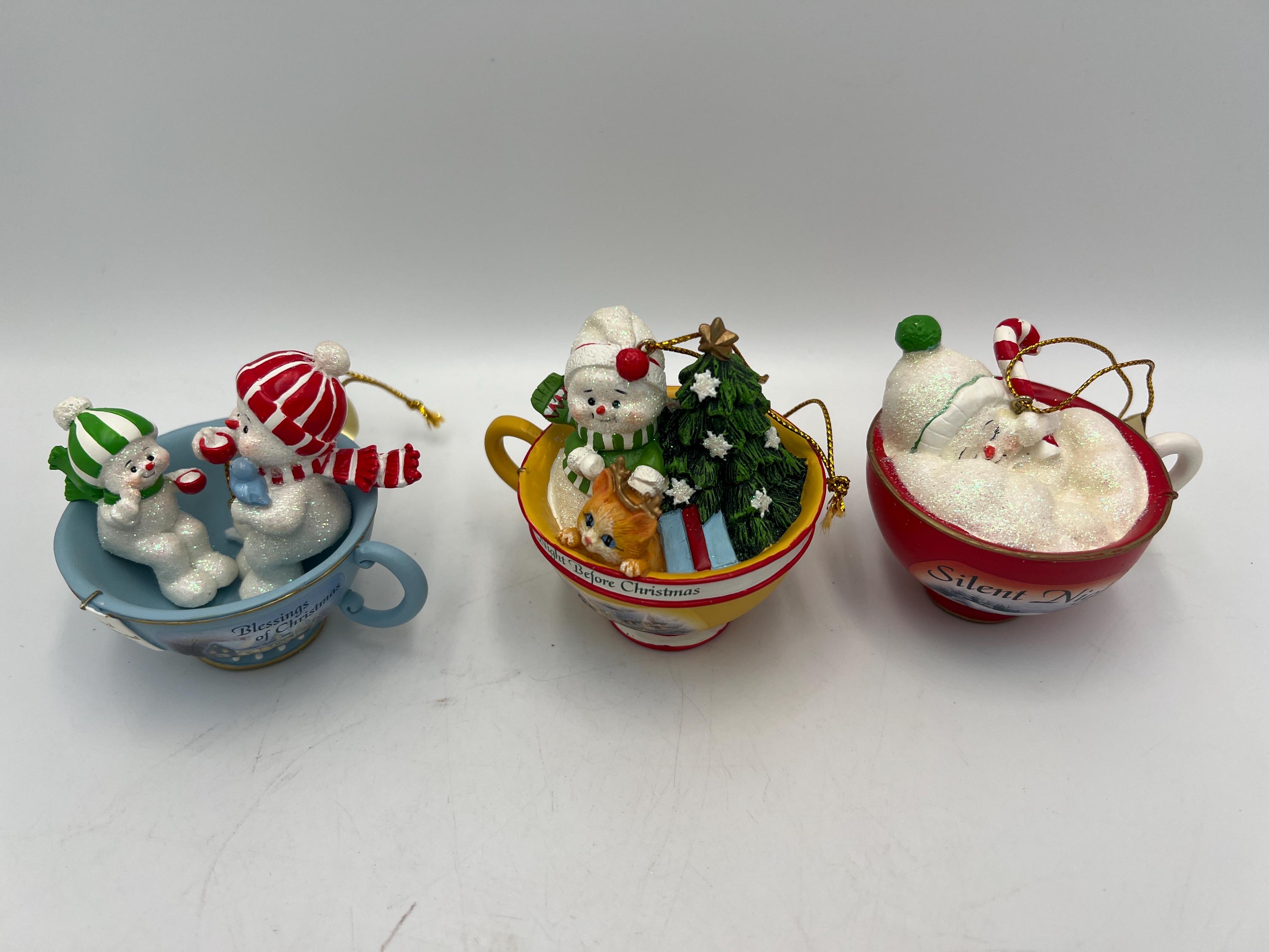 Thomas Kinkade Ornaments "sweet Teas" Sets Snowmen in Teacups - Etsy