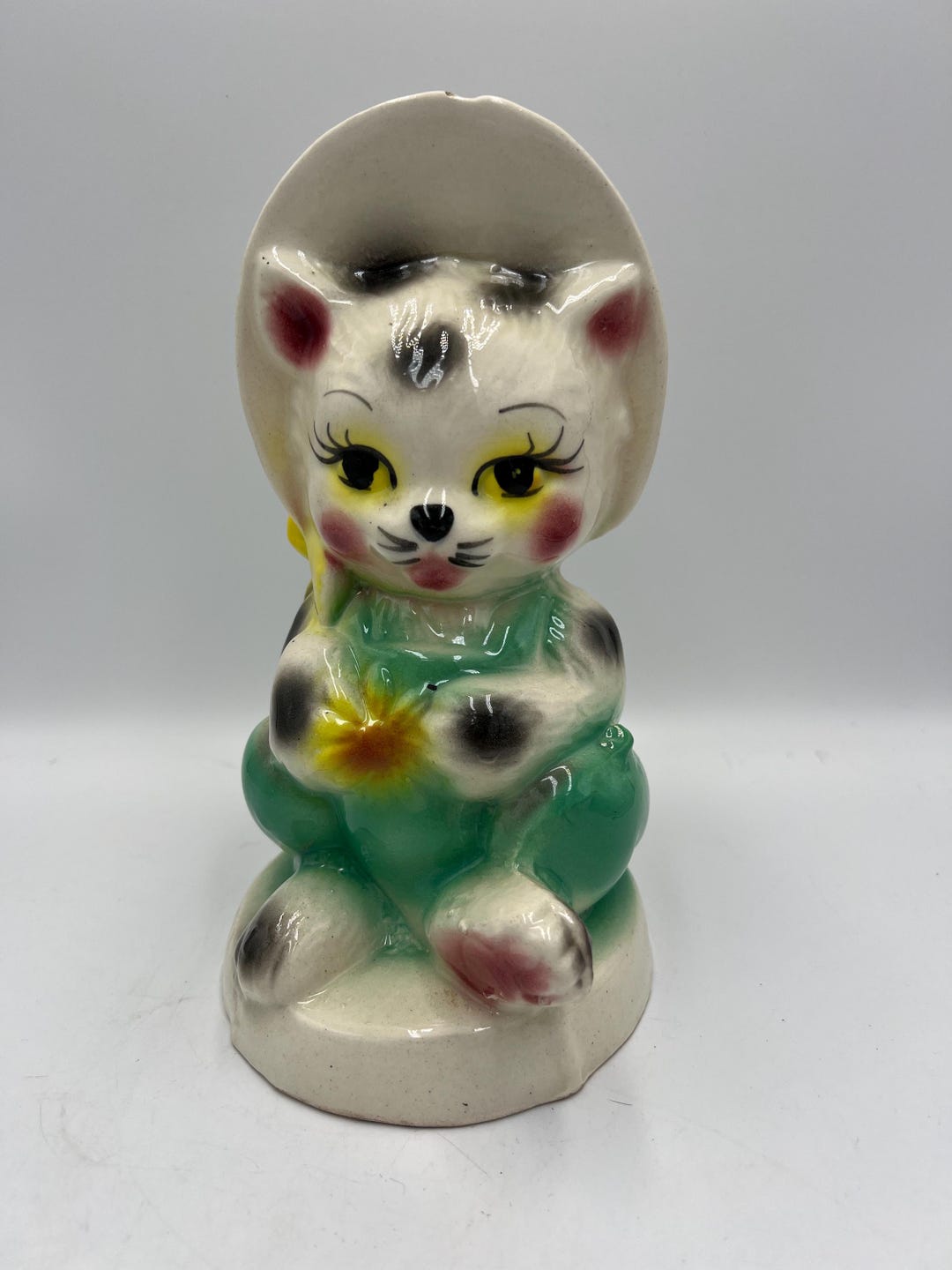 Vintage Cat With Bonnet Bank - Mid Century, Retro Decor - Etsy