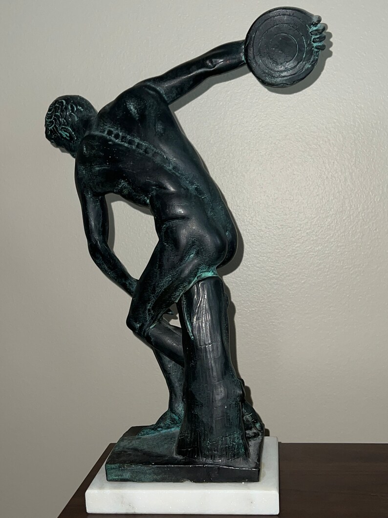 Bronze Discobolus Sculpture Handcrafted Greek Athlete Statue Classical ...