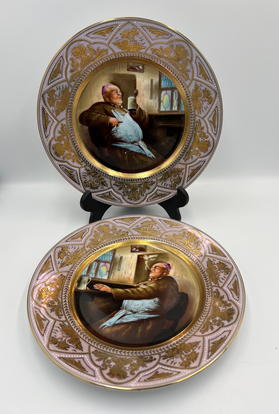 Augustus Rex Meissen Collector Plates, Smoking Monk Lilac Purple (set ...