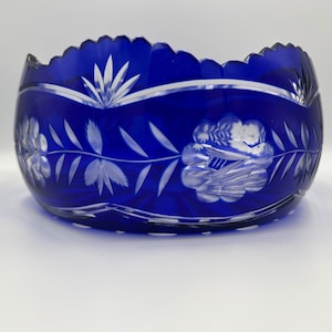 Cobalt Blue Glass Bowl, Bohemian - Etsy