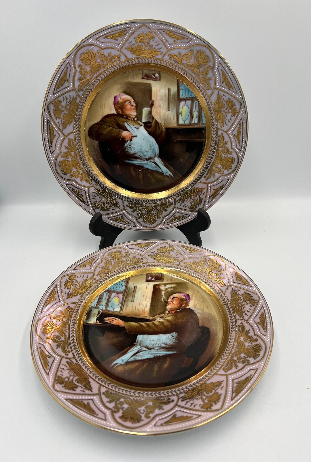 Augustus Rex Meissen Collector Plates, Smoking Monk Lilac Purple (set ...