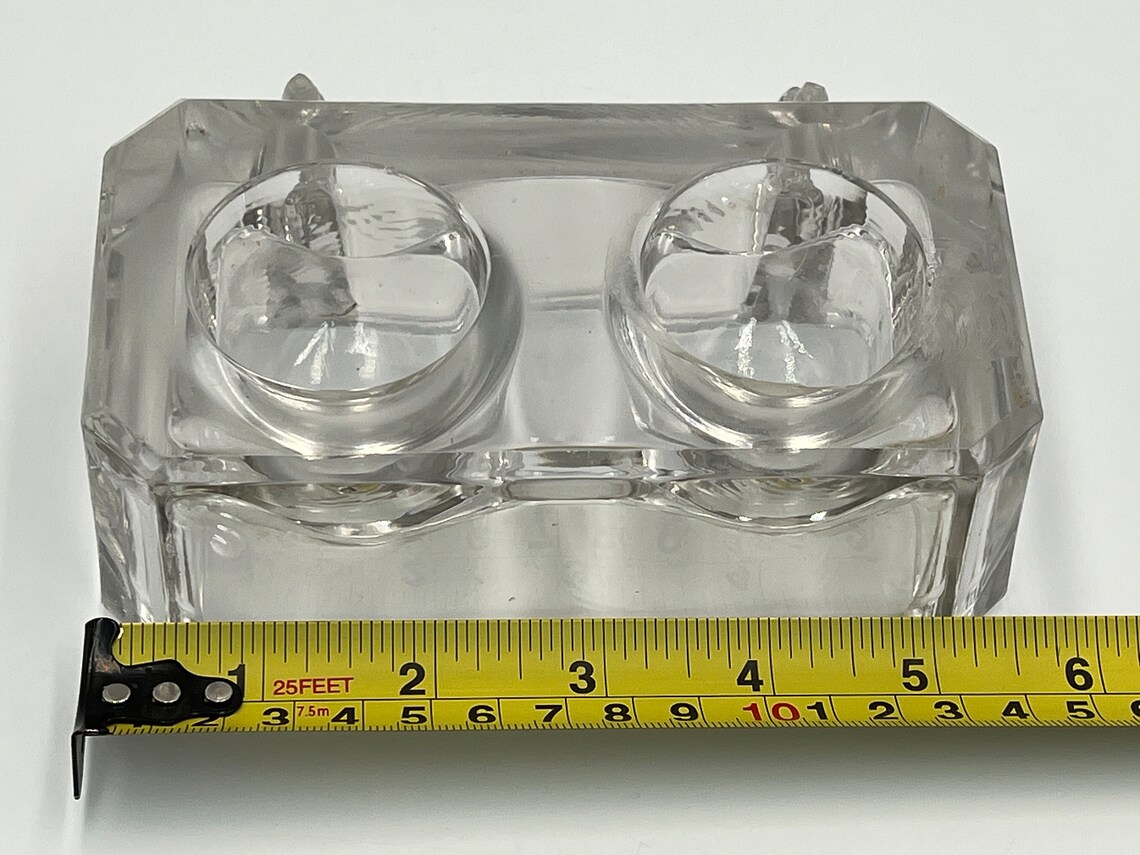 Vintage Double Glass Ink Well Collectible Desk Accessory, Antique ...