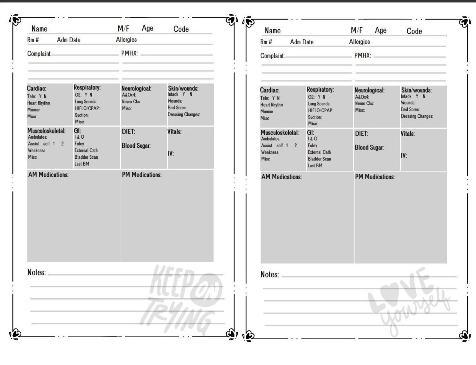 Registered NURSE Report SHEET! Student Nurse, Med Surg Nurse Etc ...