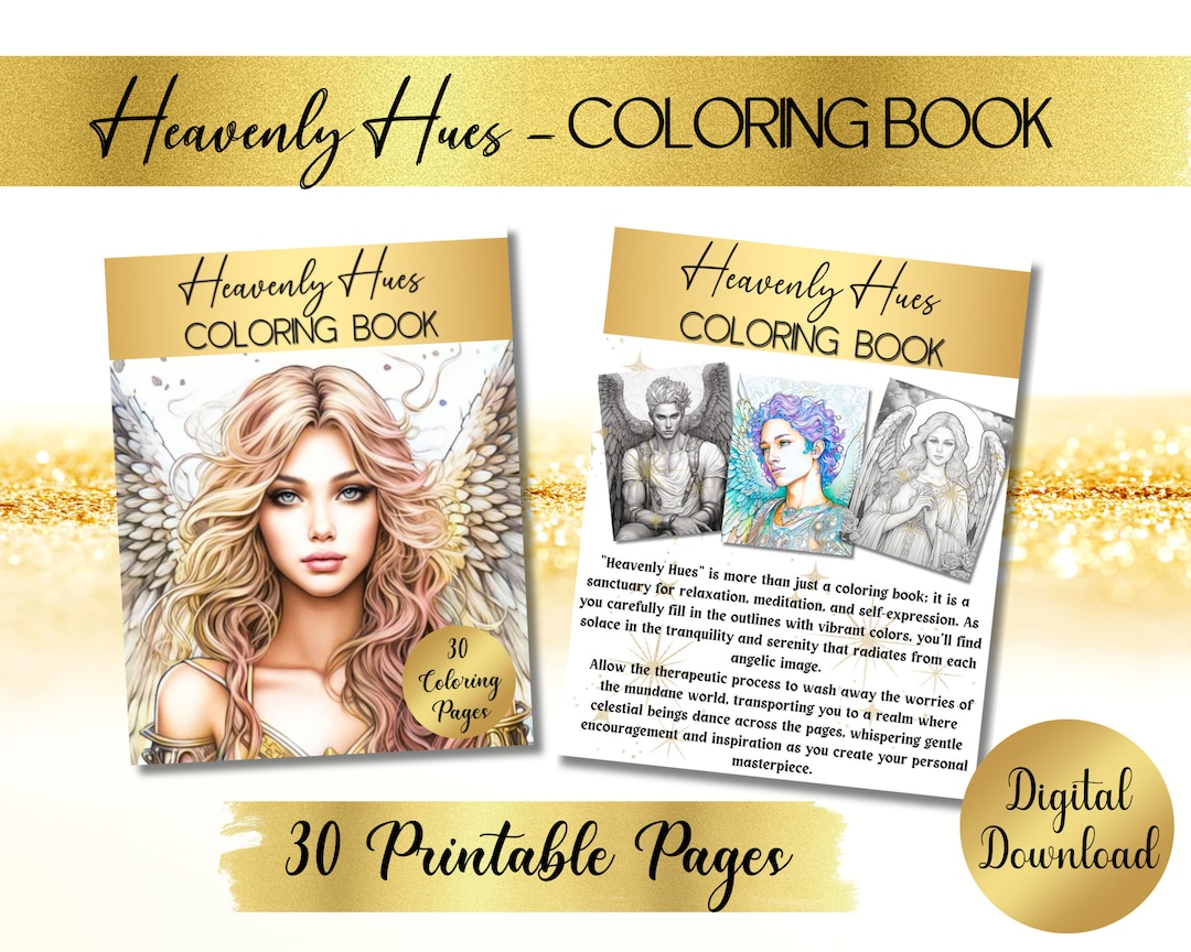 Heavenly Hues Coloring Book, Printable Pages, Angel Coloring Pages - Etsy