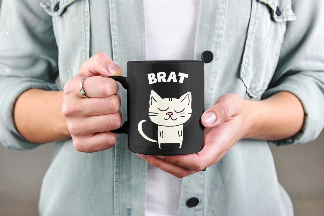 Funny Brat Cat Mug: Black Coffee Cup, Cat Lover Gift - Etsy