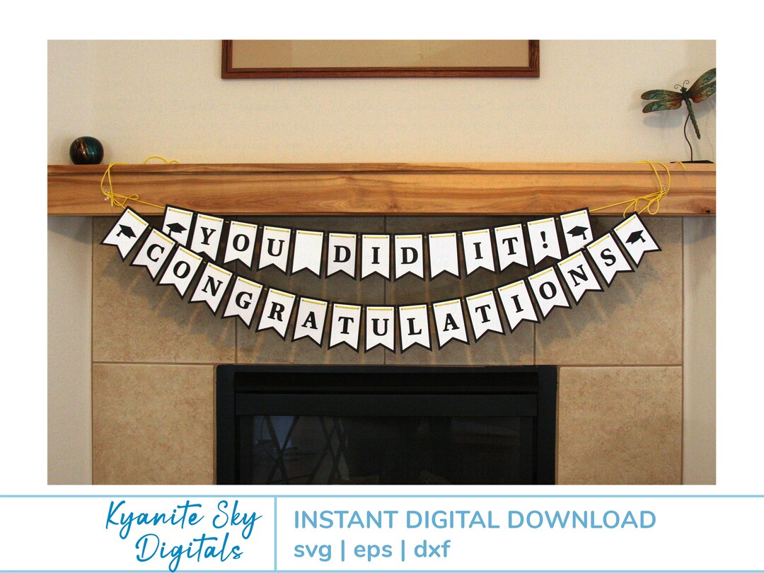 Grad Banner Bunting SVG Cut Files Graduation Garland Congratulations ...