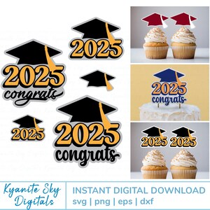 Grad 2025 Cake Topper SVG Graduation Cake Topper 2025 Cupcake Topper ...