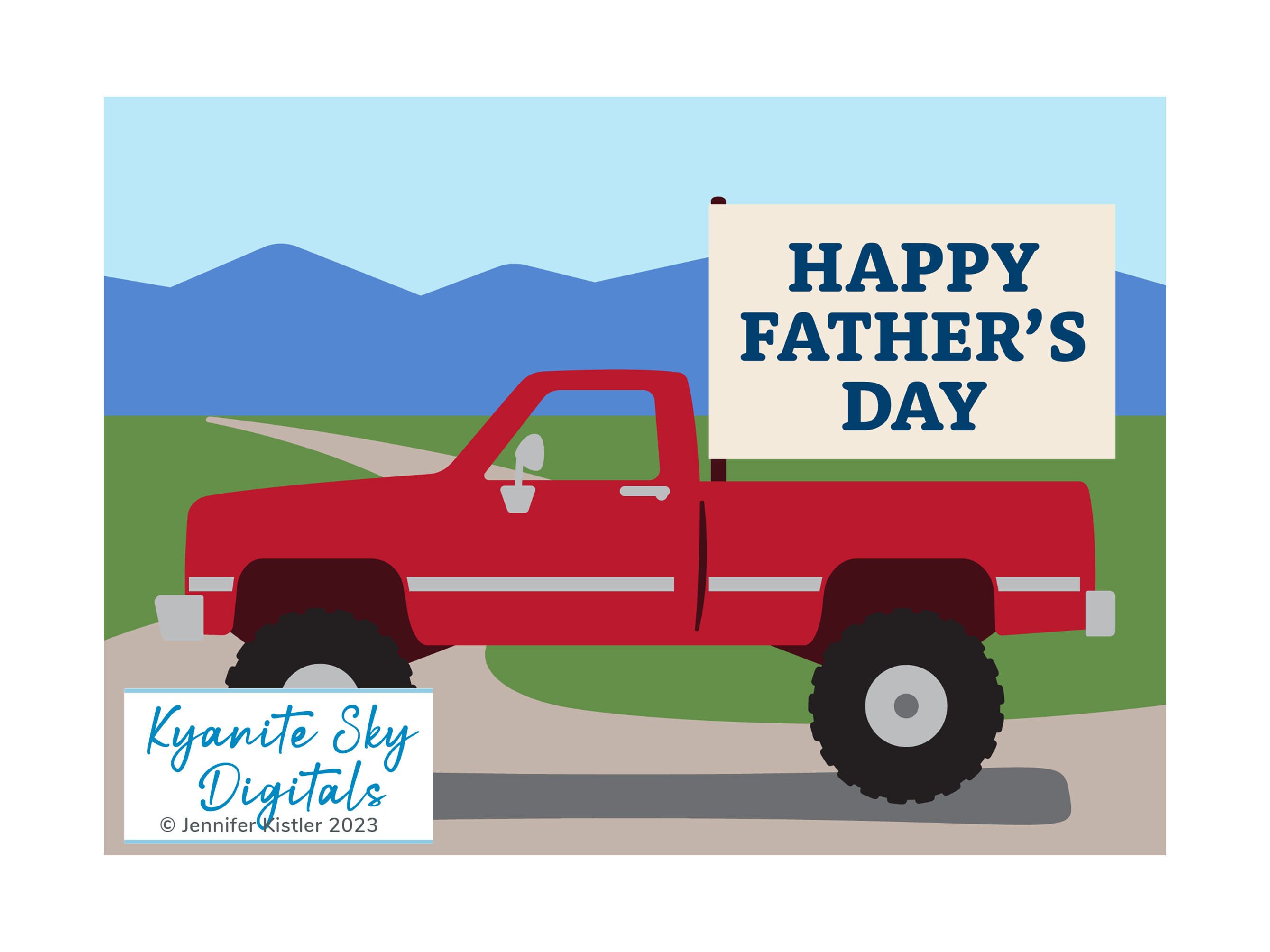 Father's Day Card SVG Cut Files 4x4 Pickup Truck 4WD Squarebody Truck ...