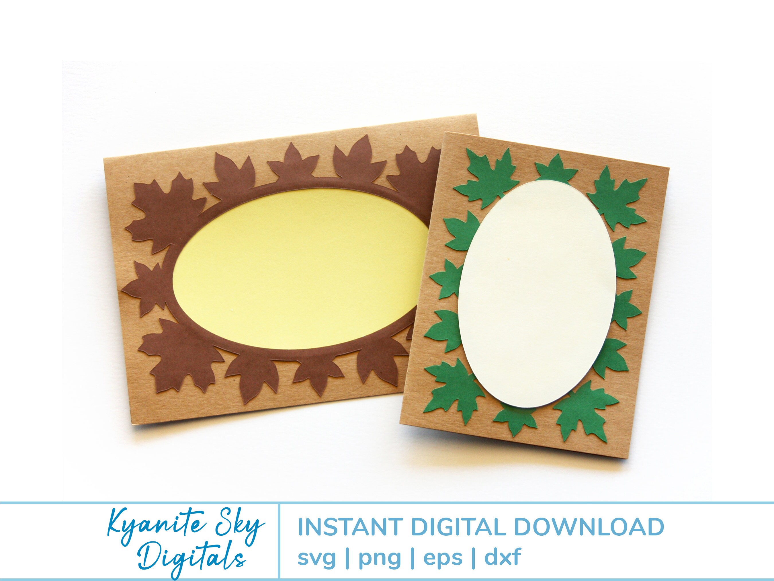 SVG Leaf Frames Two Styles for Cards Sizes 5x7", 4.25x5.5" Fall Autumn ...