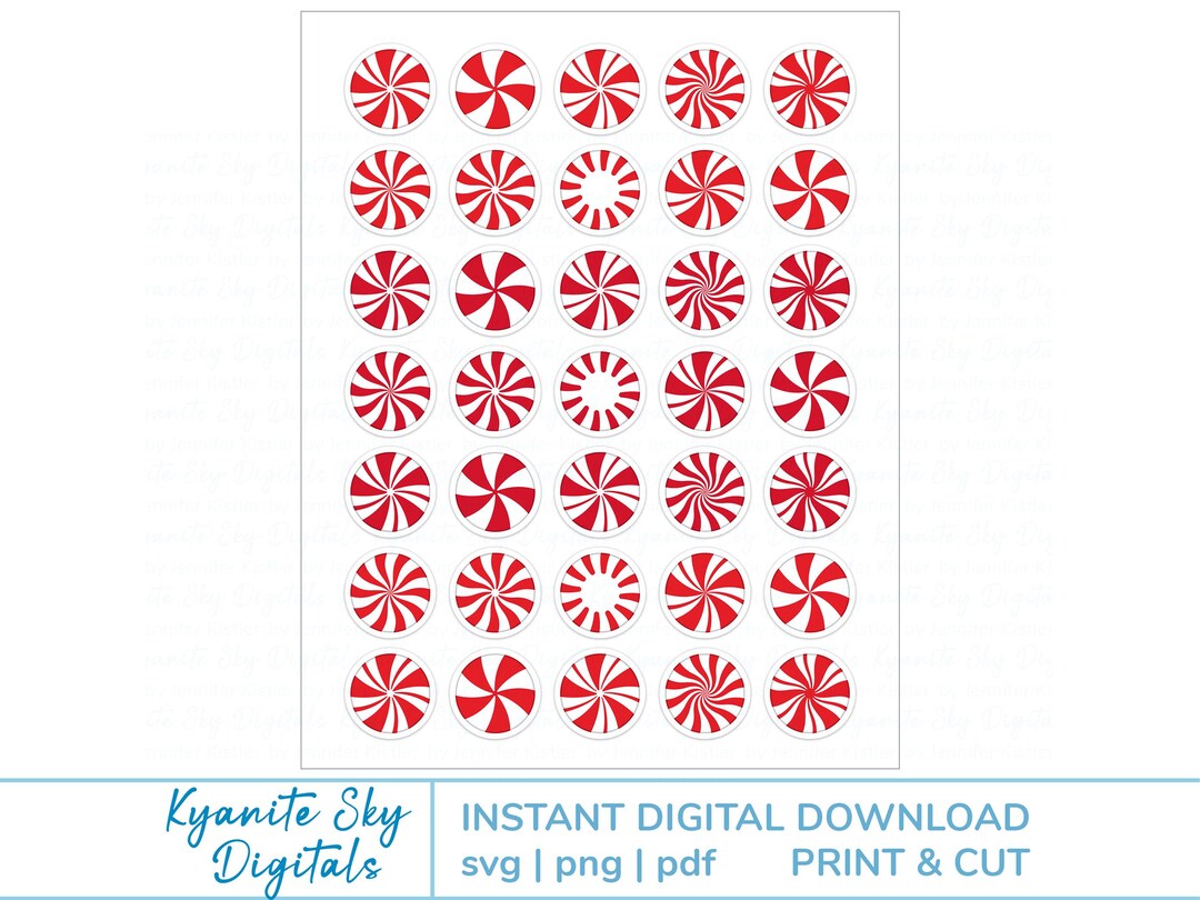 SVG PNG Print and Cut Peppermint Candy Digital Stickers - Etsy
