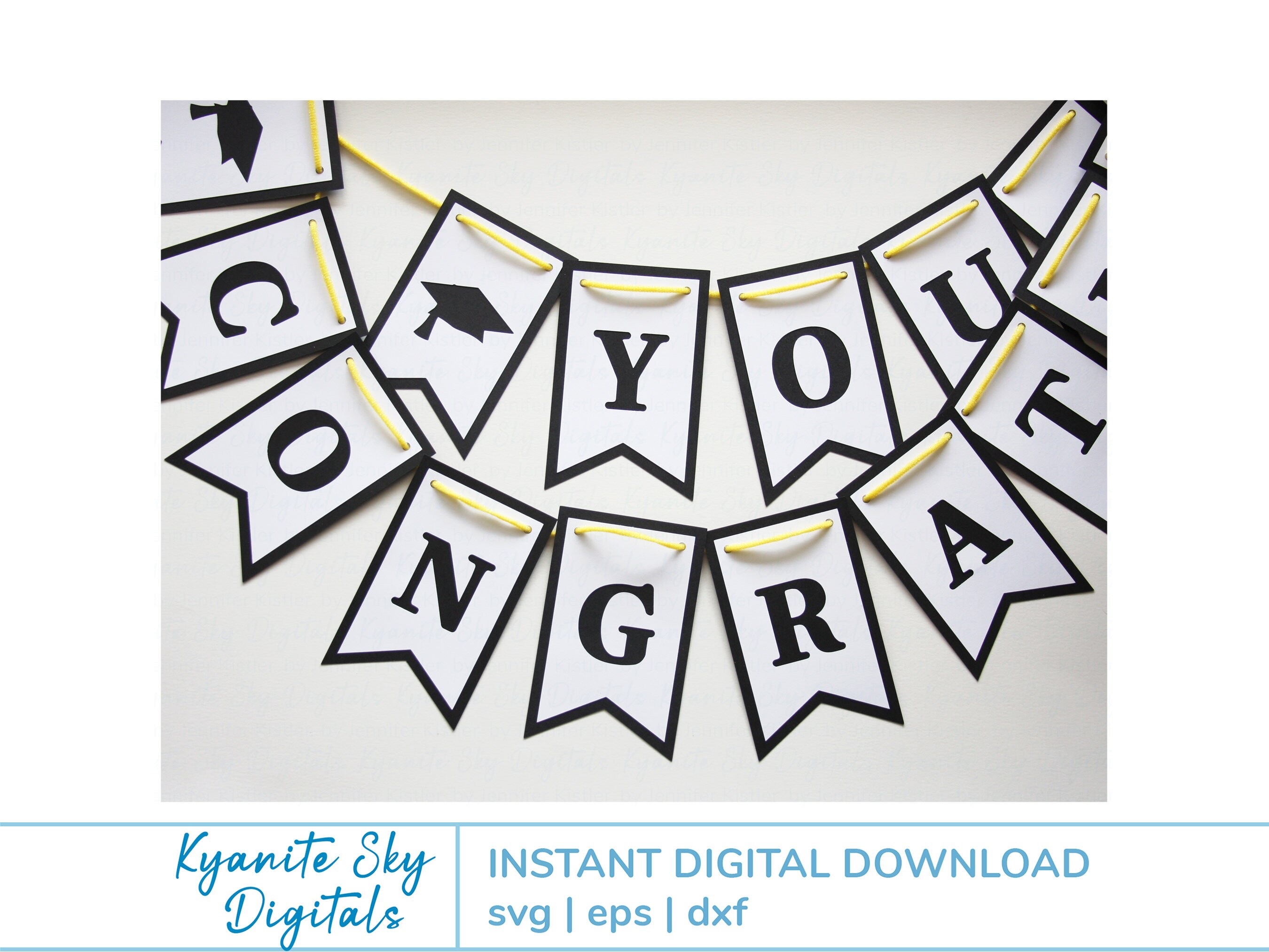 Grad Banner Bunting SVG Cut Files Graduation Garland Congratulations ...