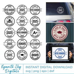 2025 Grad With Honors SVG Files, Graduation Round Seal, Stamp of ...