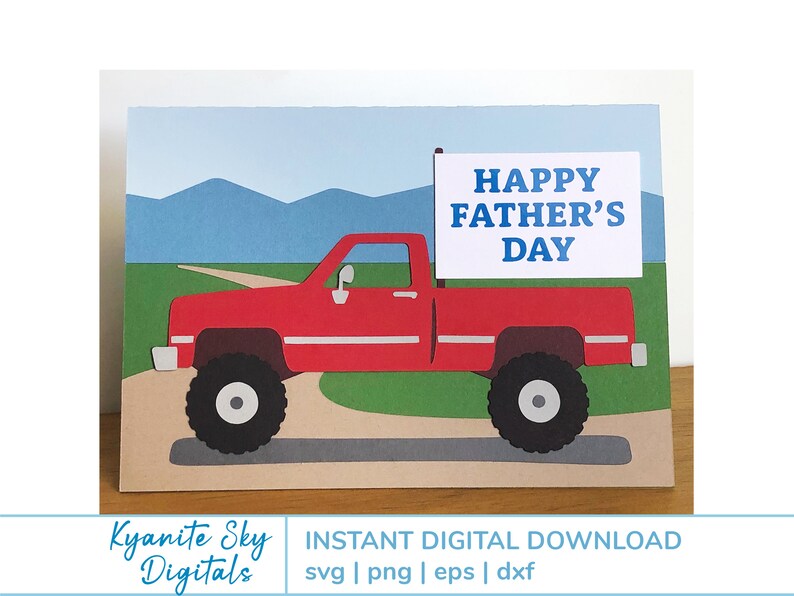 Father's Day Card SVG Cut Files 4x4 Pickup Truck 4WD Squarebody Truck ...