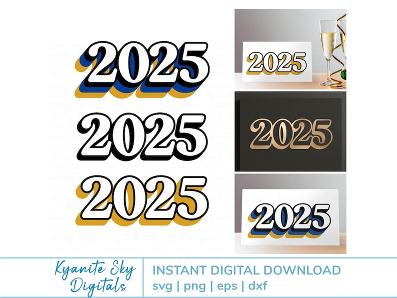 2025 SVG Files, Year 2025 With Retro Style Shadow, PNG Clipart, Vinyl ...