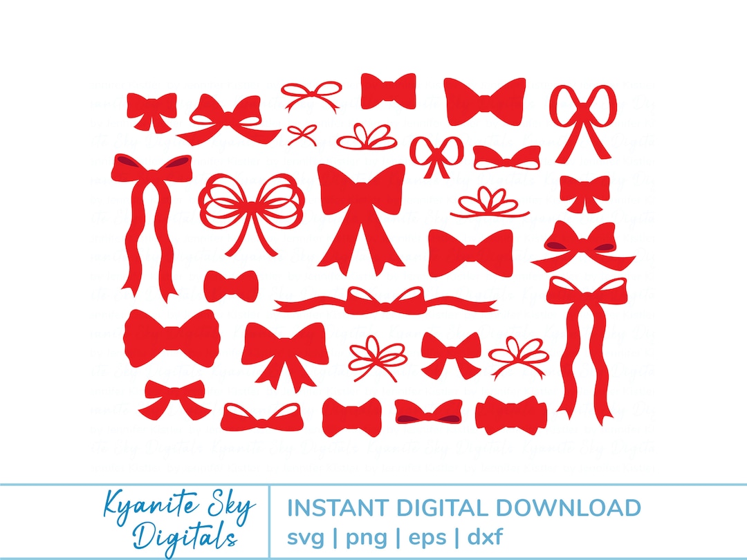 Cute Bows SVG Bundle, Cut Files to Make Flat 2-D Bow Shapes From Vinyl ...
