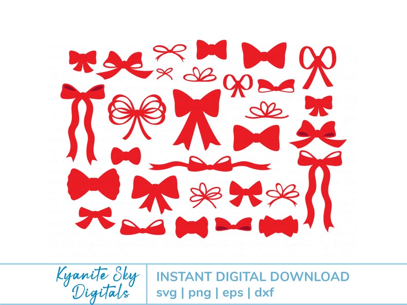 Cute Bows SVG Bundle, Cut Files to Make Flat 2-D Bow Shapes From Vinyl ...