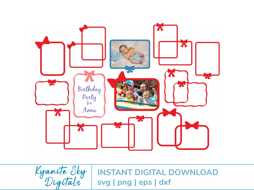Bow 5x7" Frames SVG Bundle, for Invitation Photo Frame Sign Poster ...