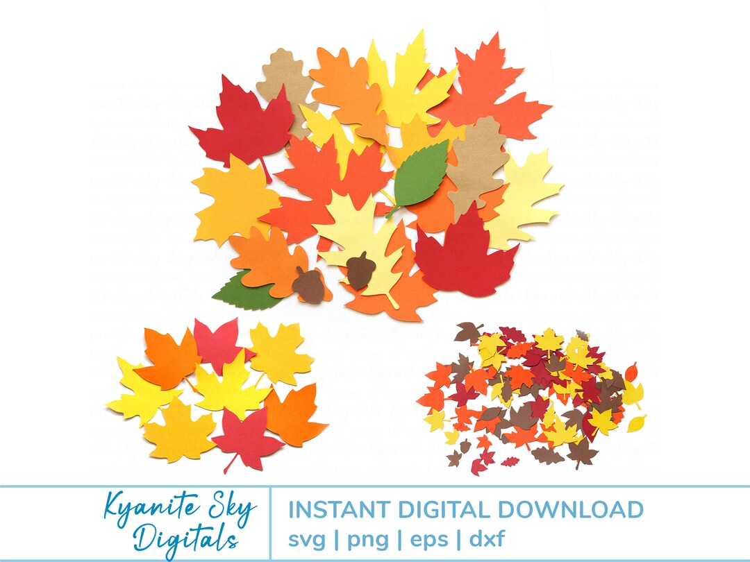 Fall Leaves All Sizes SVG Bundle Leaf Shape Cut Files Autumn Maple Leaf ...