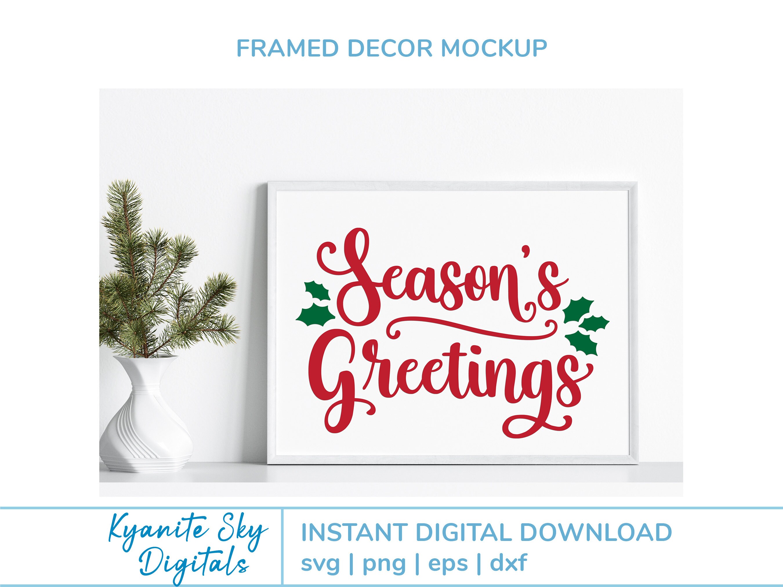 Season's Greetings Christmas SVG With Holly Leaves for Christmas Card ...