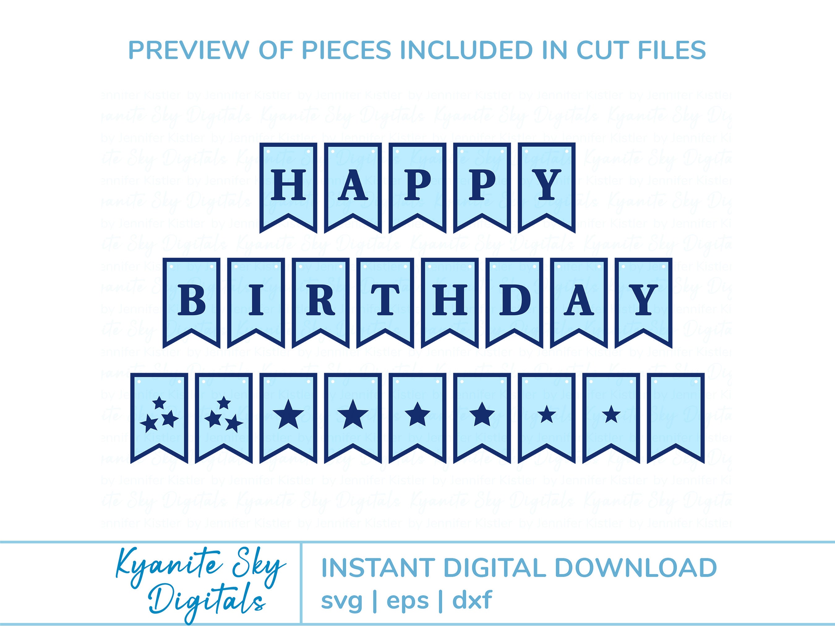 Birthday Banner Bunting SVG Digital File DIY Paper Garland Cut Files ...