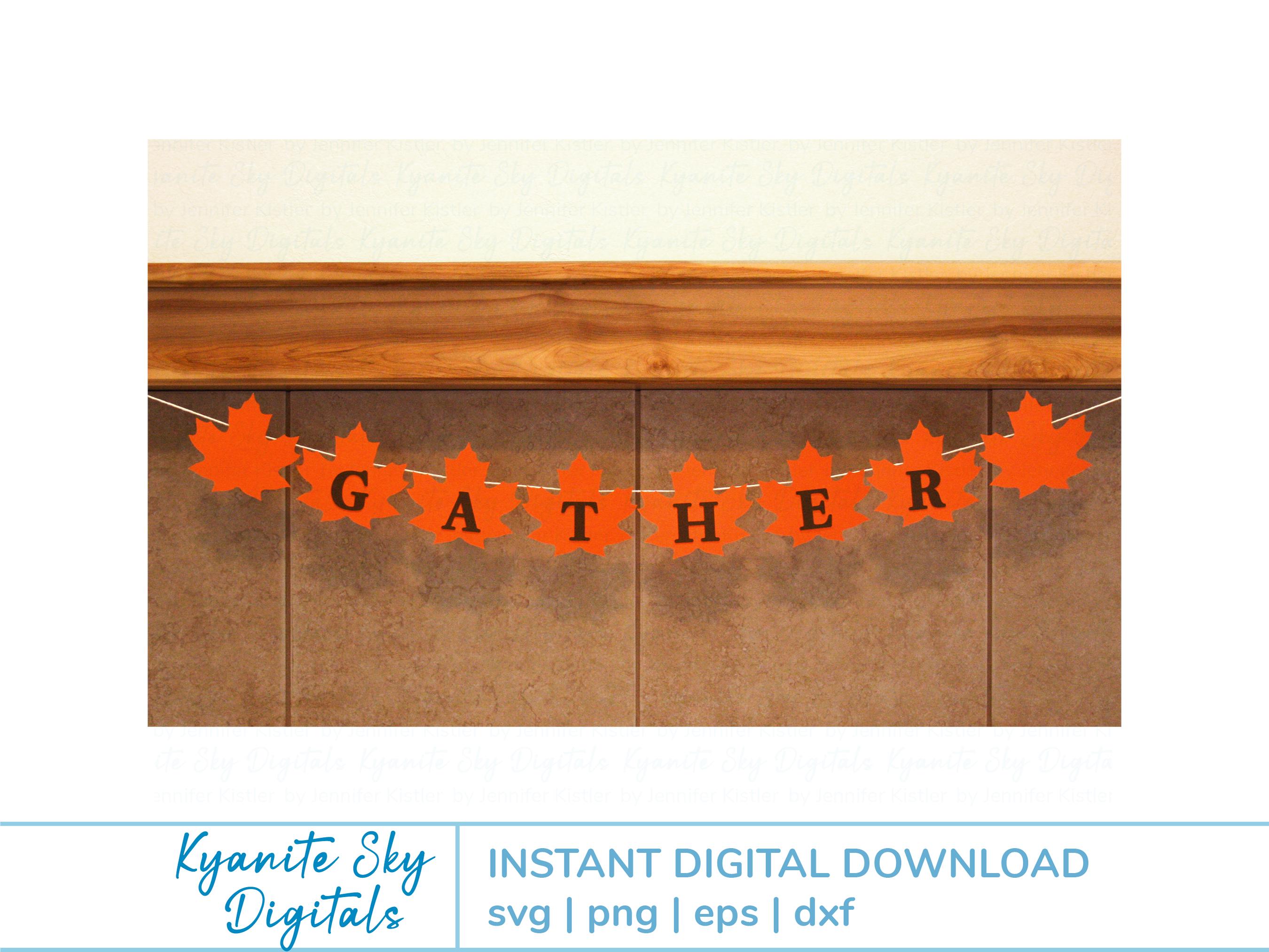 Fall Garland SVG Gather Autumn Leaves Paper Garland, Bunting for Fall ...