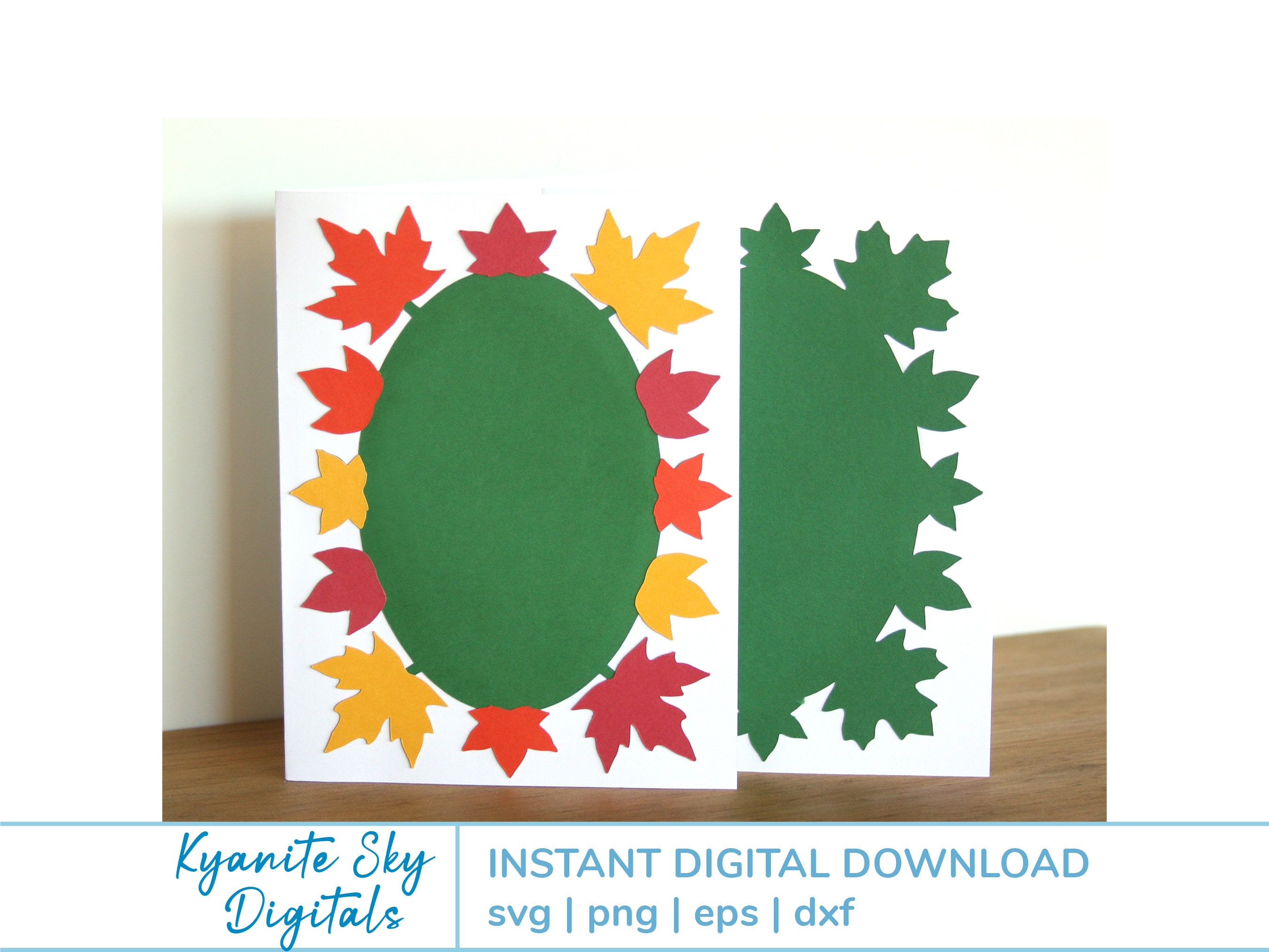 SVG Leaf Frames Two Styles for Cards Sizes 5x7", 4.25x5.5" Fall Autumn ...