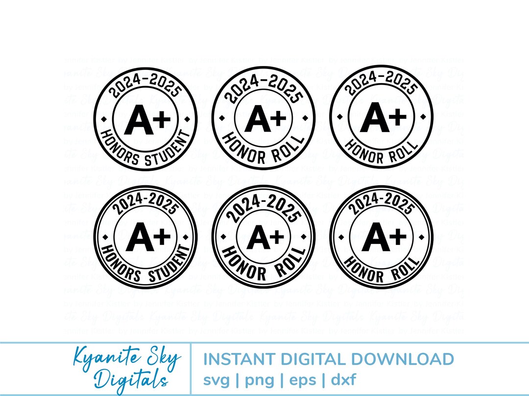 Honor Roll SVG Files, Honor Student Clipart, 2024-2025 School Year ...