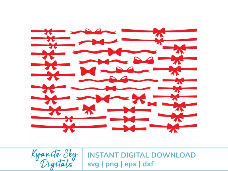 Bow Borders SVG Bundle, Ribbon Dividers Ribbon Borders Cut Files for ...