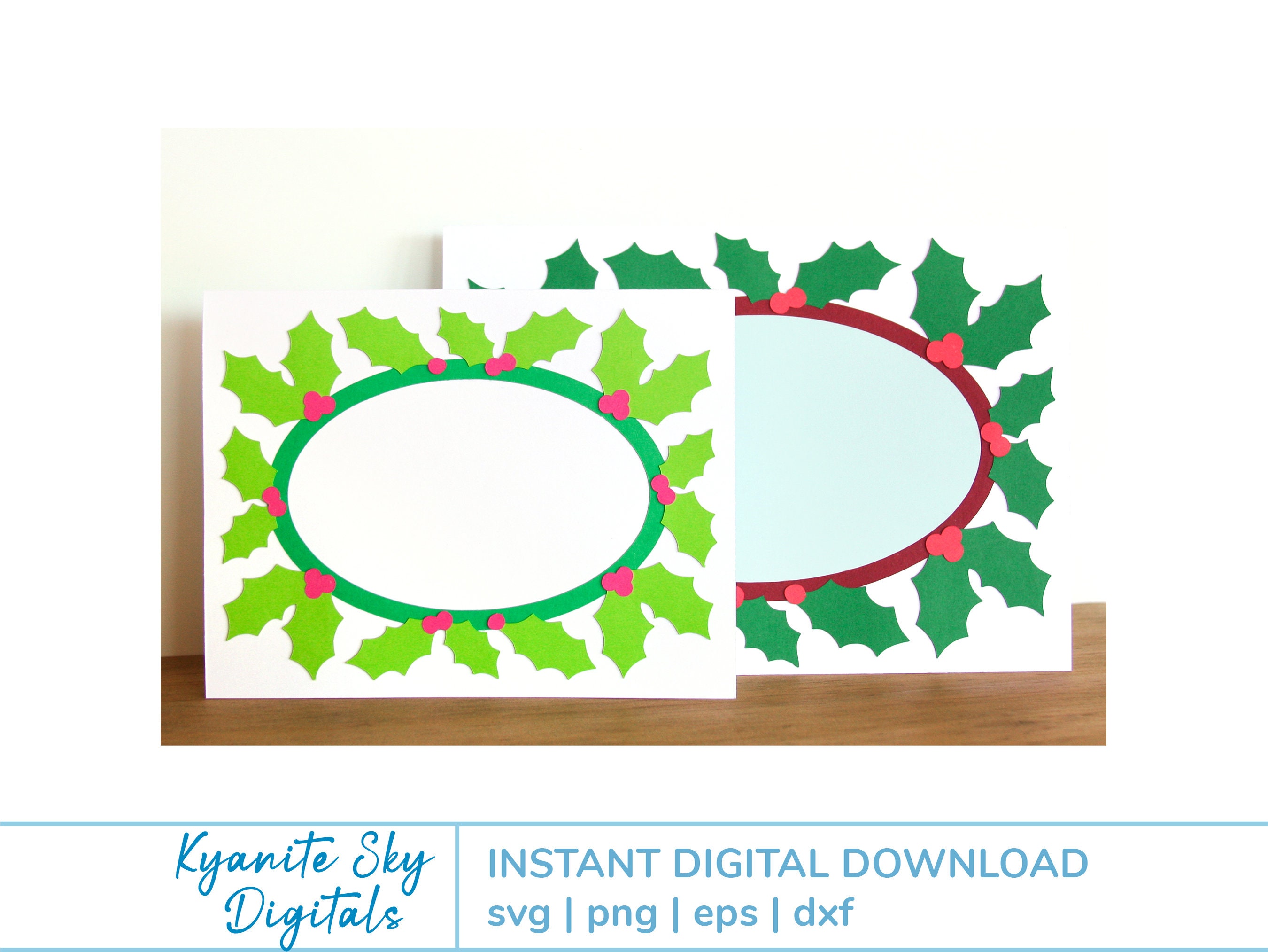Christmas SVG Holly Card Frames Svg Bundle Christmas Card Cut - Etsy
