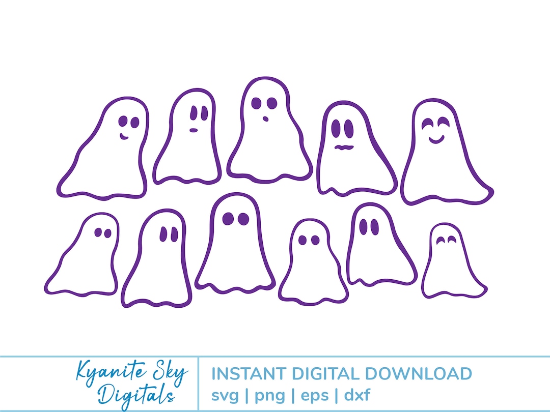 Cute Ghosts Bundle Outline Style for Halloween Vinyl Decals, T-shirts ...