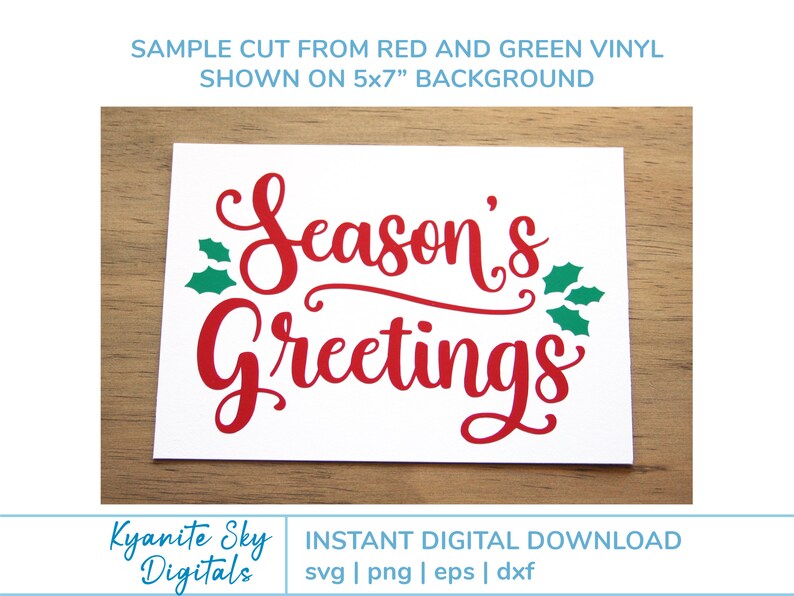 Season's Greetings Christmas SVG With Holly Leaves for Christmas Card ...
