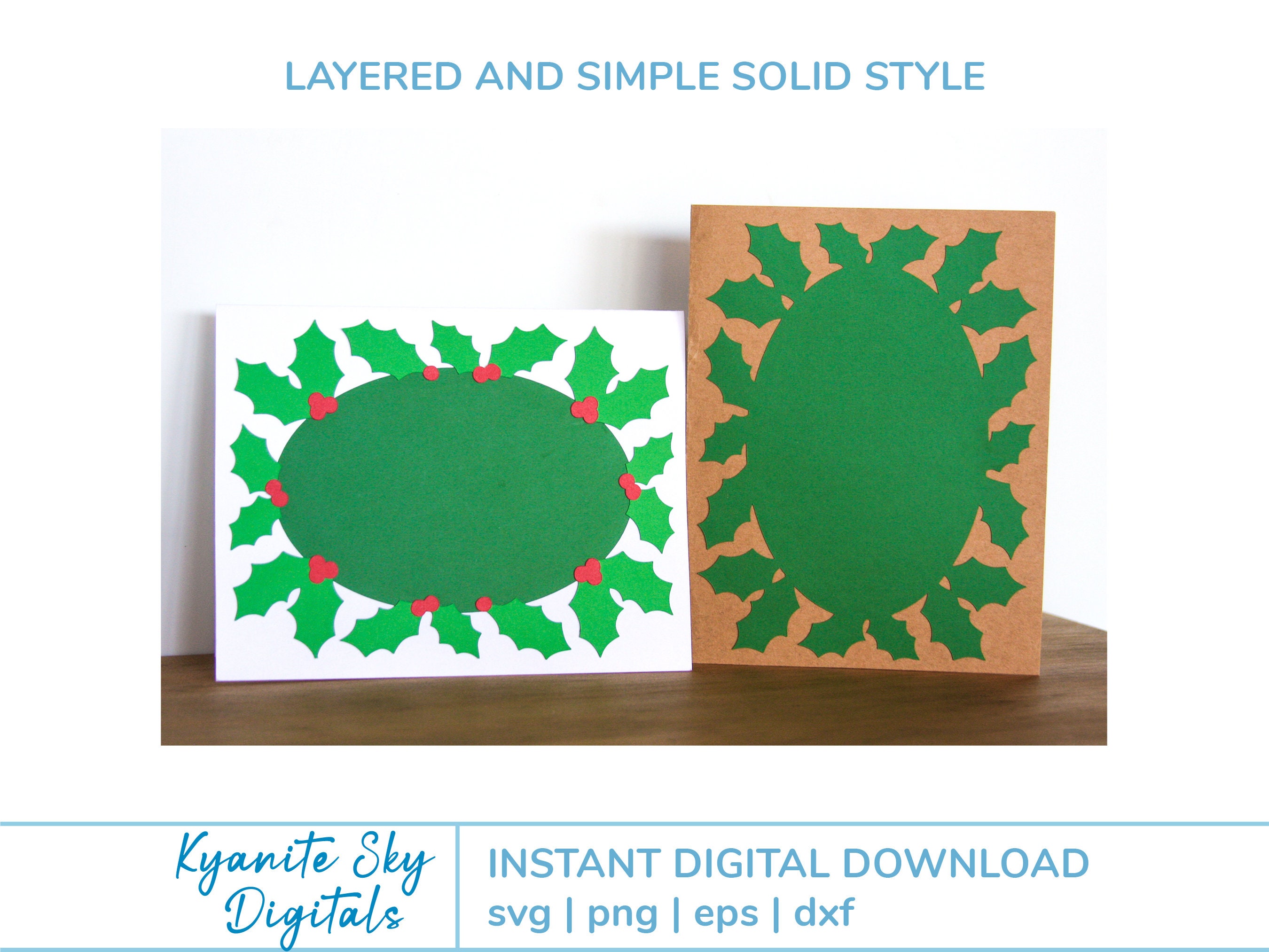 Christmas SVG Holly Card Frames Svg Bundle Christmas Card Cut - Etsy